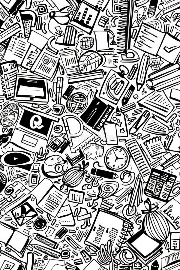 A Black and White Drawing of Different Objects. Can Be Used for Design ...