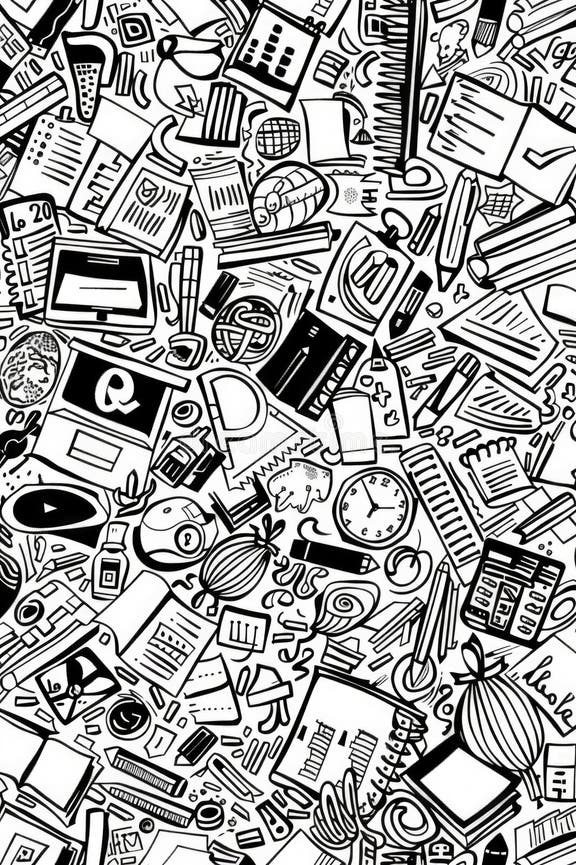 A Black and White Drawing of Different Objects. Can Be Used for Design ...
