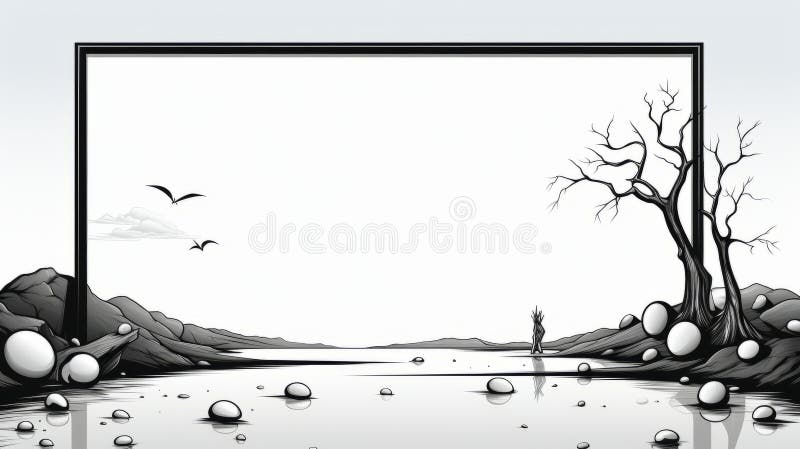 A Black and White Drawing of an Empty Frame Stock Illustration ...