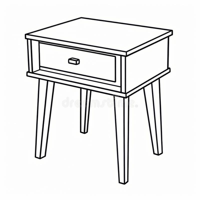 End Table Black White Drawing Stock Illustrations – 67 End Table Black ...
