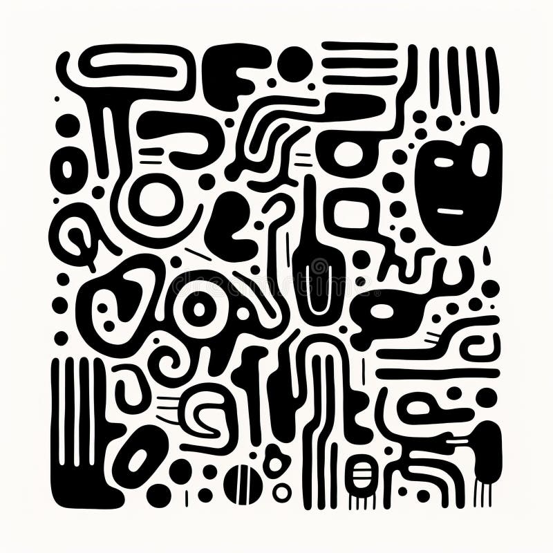 Abstract Black and White Design with Organic Contours and Simplistic ...