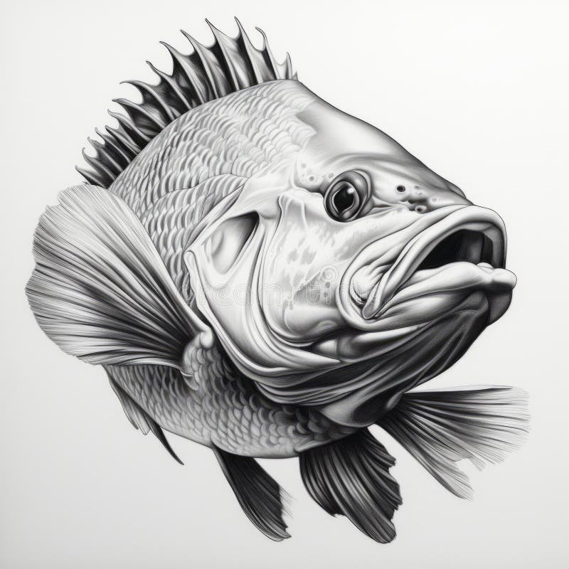 Realistic Fish Art Illustration on White Background Stock Illustration ...