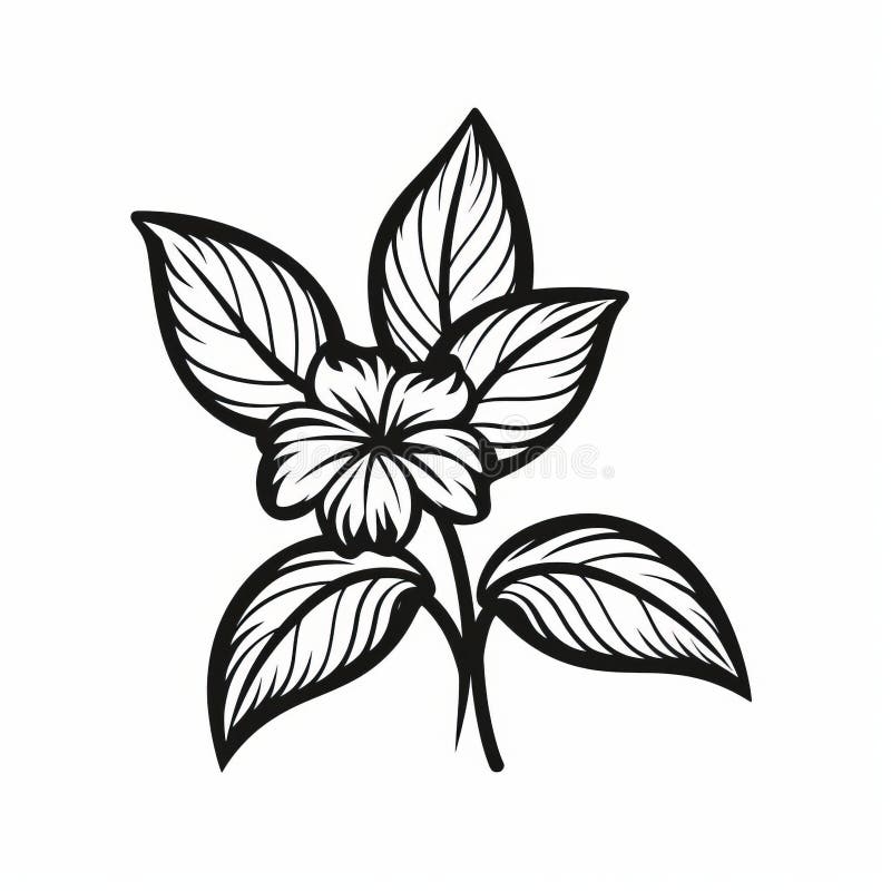 Hand Drawn Black Flower Illustration in Papua New Guinea Art Style ...