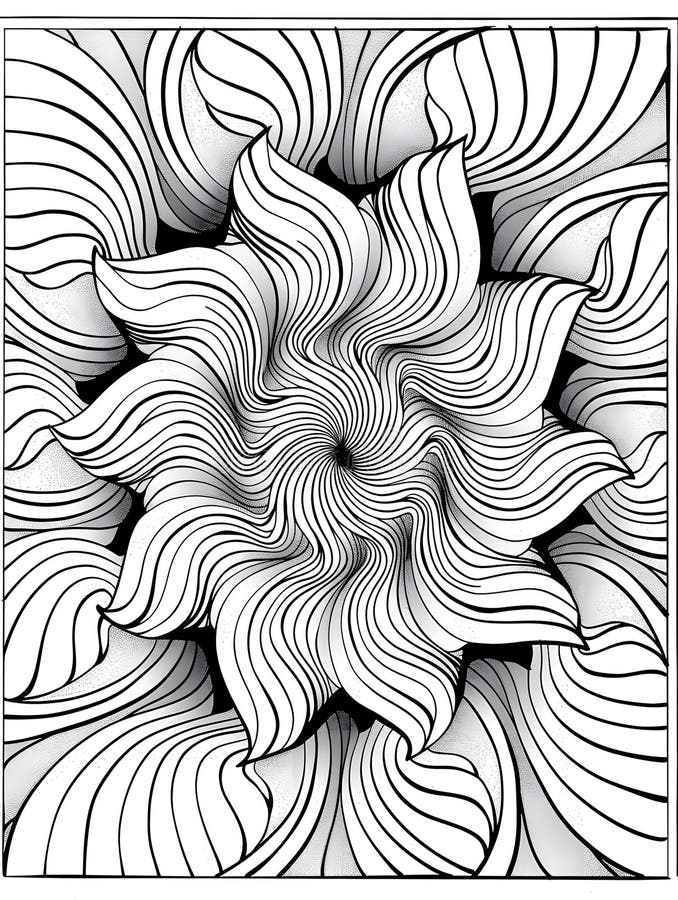 A Black and White Drawing of a Flower Made of Lines Stock Illustration ...