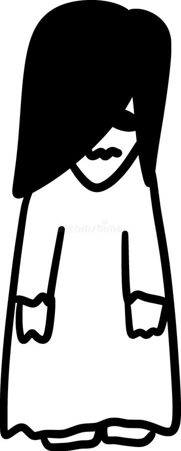 A Black and White Drawing of a Ghost Woman Stock Illustration ...