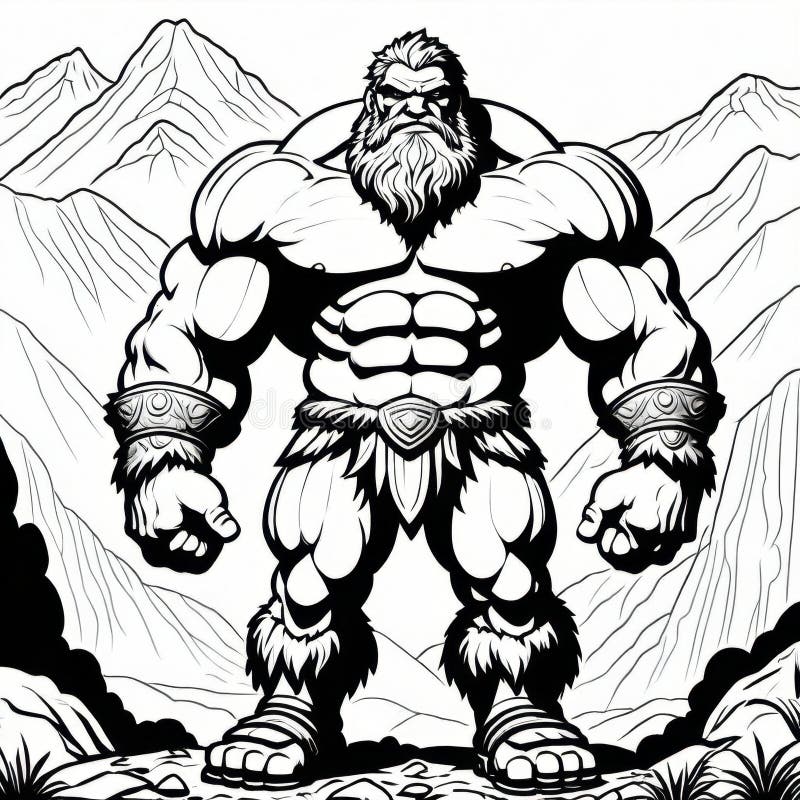 Black and White Drawing of a Giant Stock Illustration - Illustration of ...