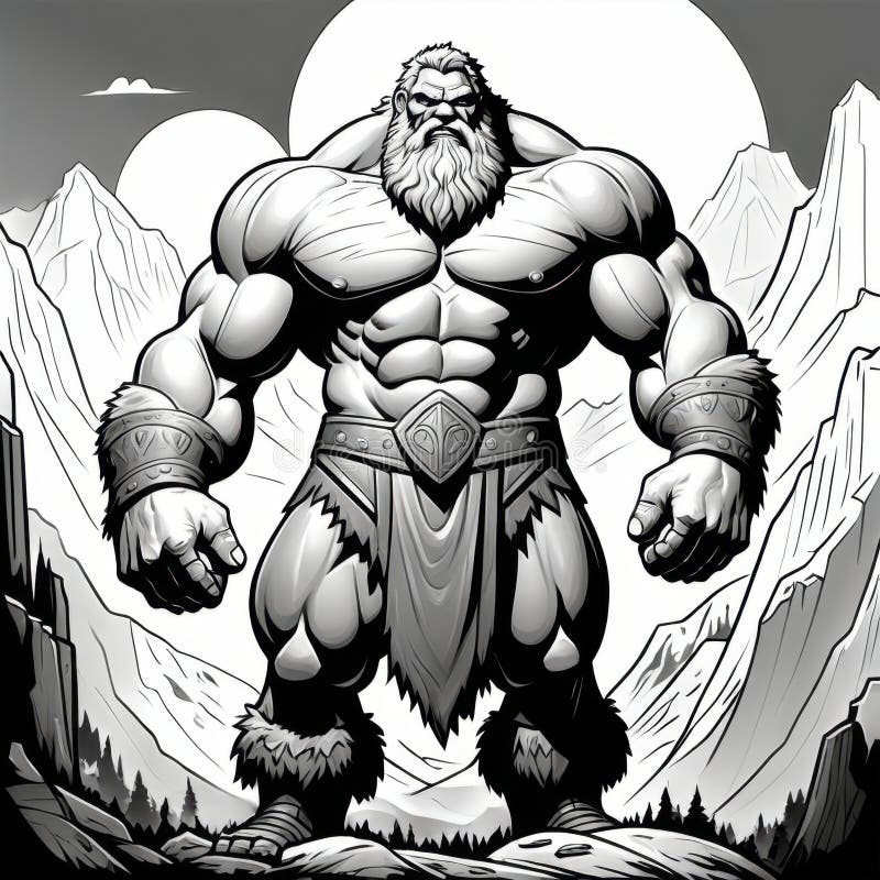 Black and White Drawing of a Giant Stock Illustration - Illustration of ...