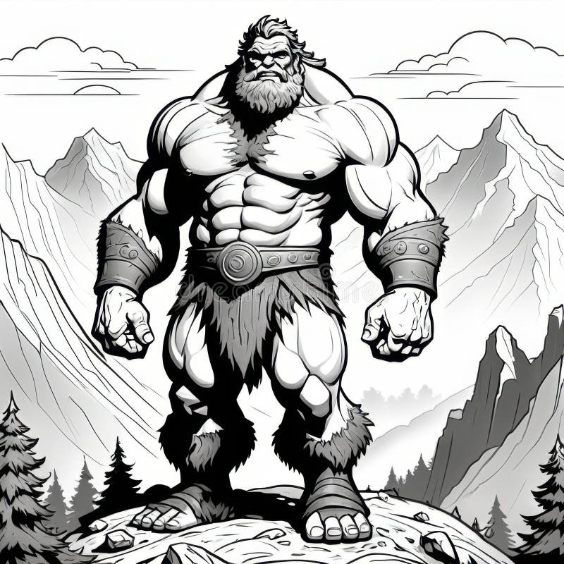 Black and White Drawing of a Giant Stock Illustration - Illustration of ...