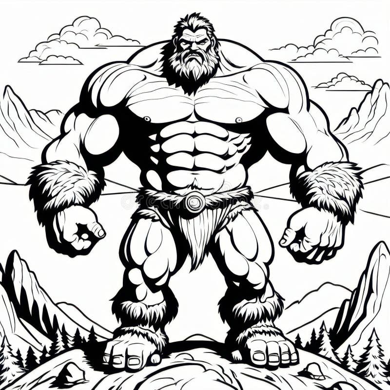 Black and White Drawing of a Giant Stock Illustration - Illustration of ...