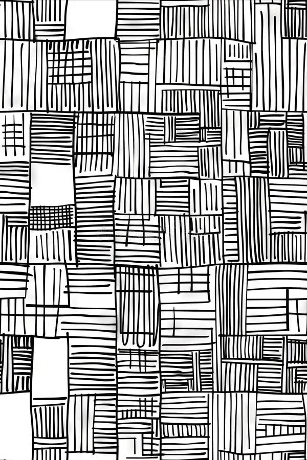 A Black and White Drawing of a Grid Pattern Stock Photo - Image of rectangle, pattern: 323307976