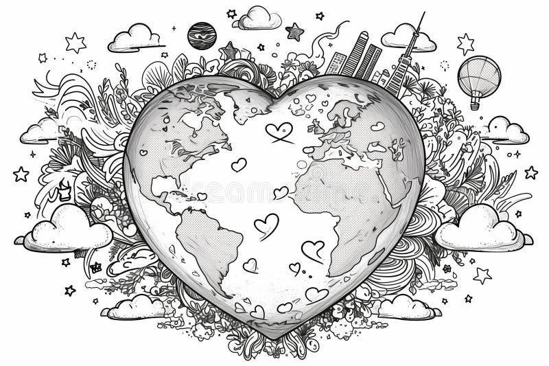 Heart with Earth stock image. Image of relationship - 318565961