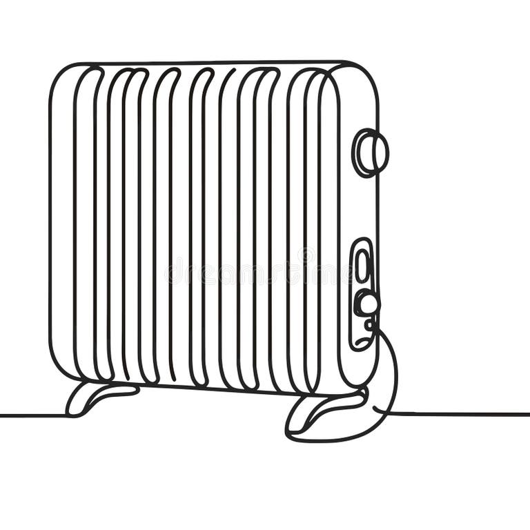 A Black and White Drawing of a Heater Stock Photo - Illustration of ...