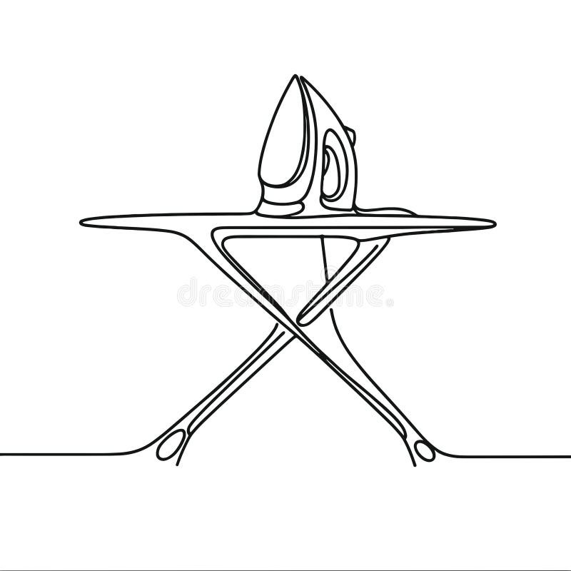 A Black and White Drawing of an Iron Sitting on a Table Stock Image ...