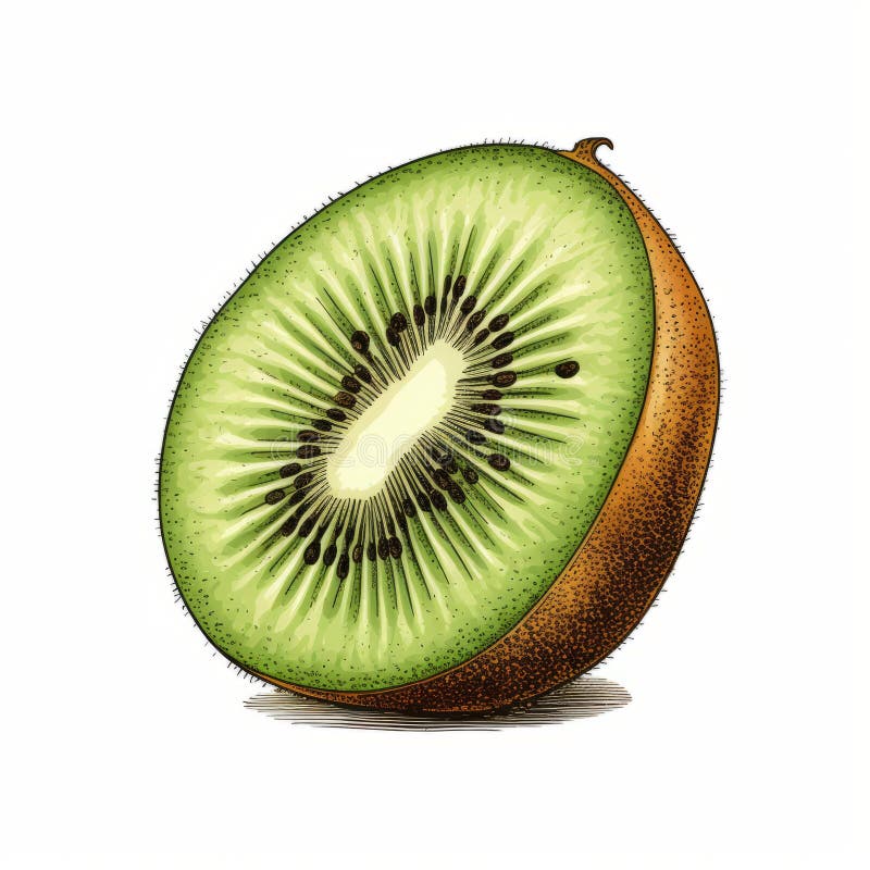 Ultra Realistic Illustration of Cut Kiwi Fruit in Brian Bolland Style ...