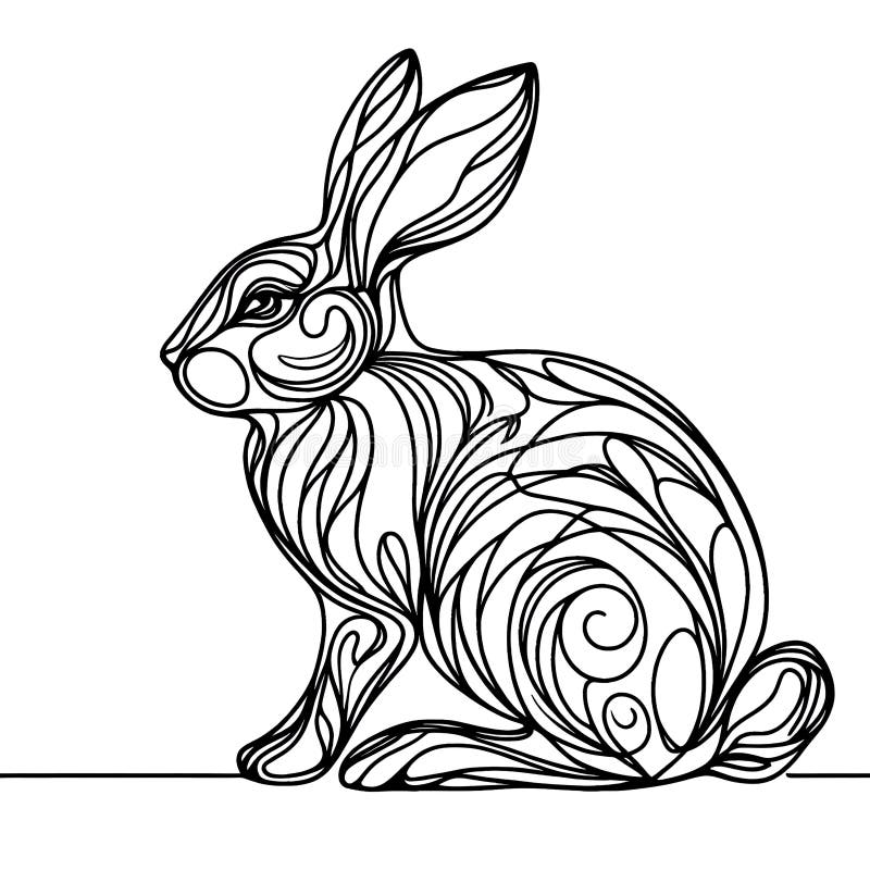 Rabbit Black White Line Drawing Stock Illustrations – 5,693 Rabbit ...
