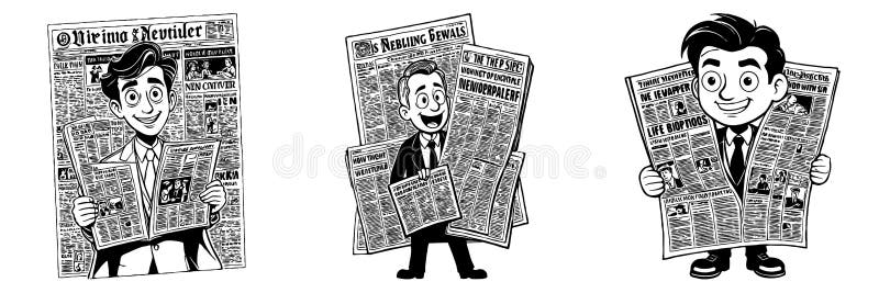 Newspaper . Black and White Drawing. Logo Design for Use in Graphics ...