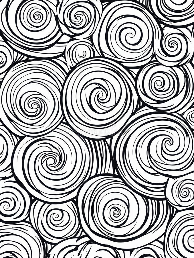 A Black and White Drawing of Many Circles Stock Illustration ...