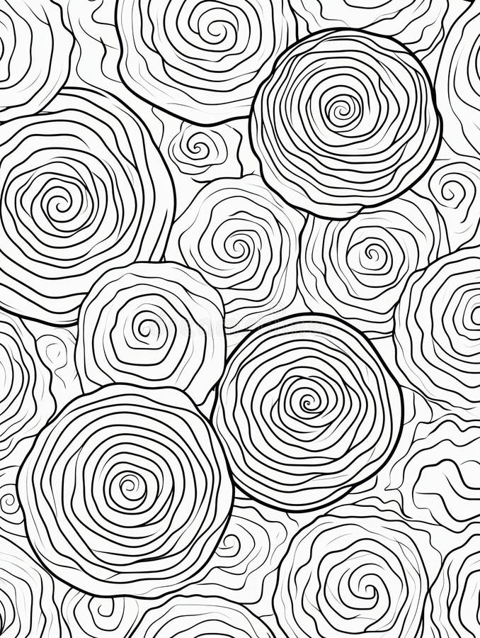 A Black and White Drawing of Many Circles Stock Illustration ...