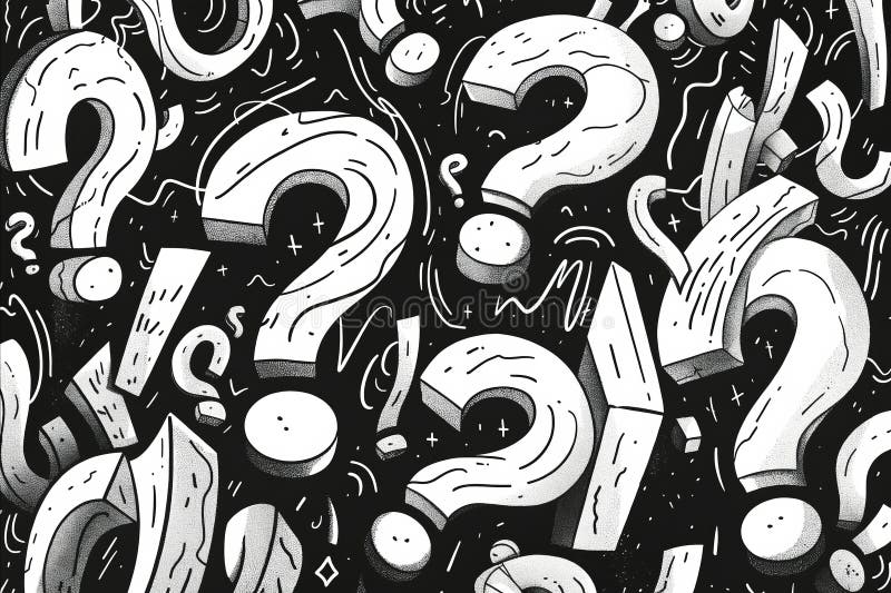 A Black and White Drawing of Many Different Types of Question Marks ...