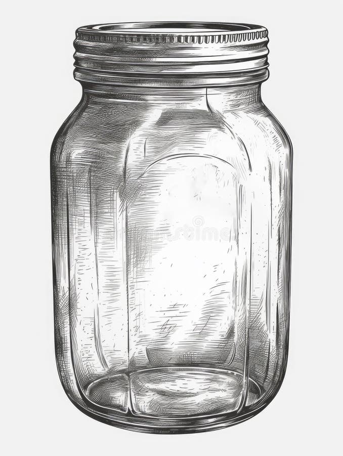 Black and White Drawing of a Mason Jar Stock Illustration ...