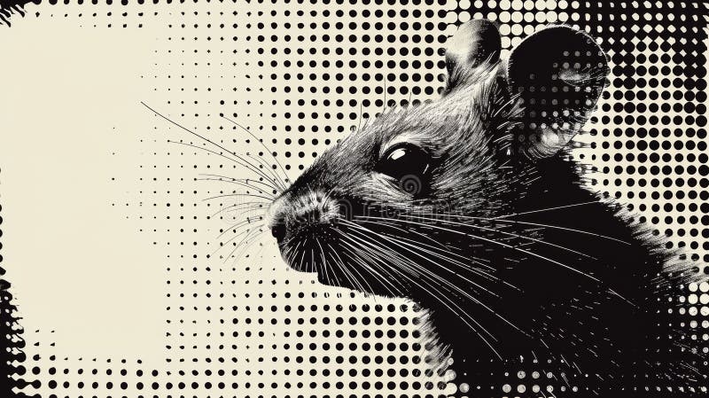 A Black and White Drawing of a Mouse with Dots on it, AI Stock Photo ...