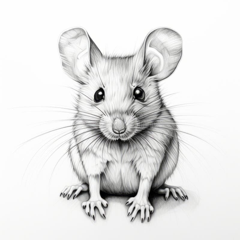 Realistic Mouse Drawing with Charming Details Stock Illustration ...