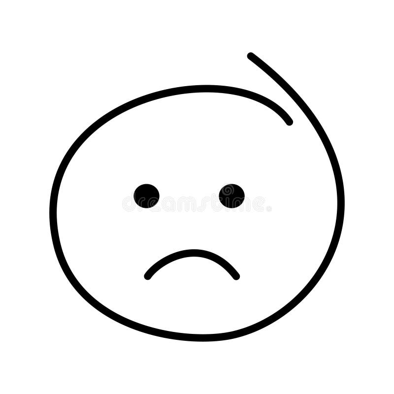 A Black and White Drawing of an Ordinary Emoticon with Open Eyes is Sad ...
