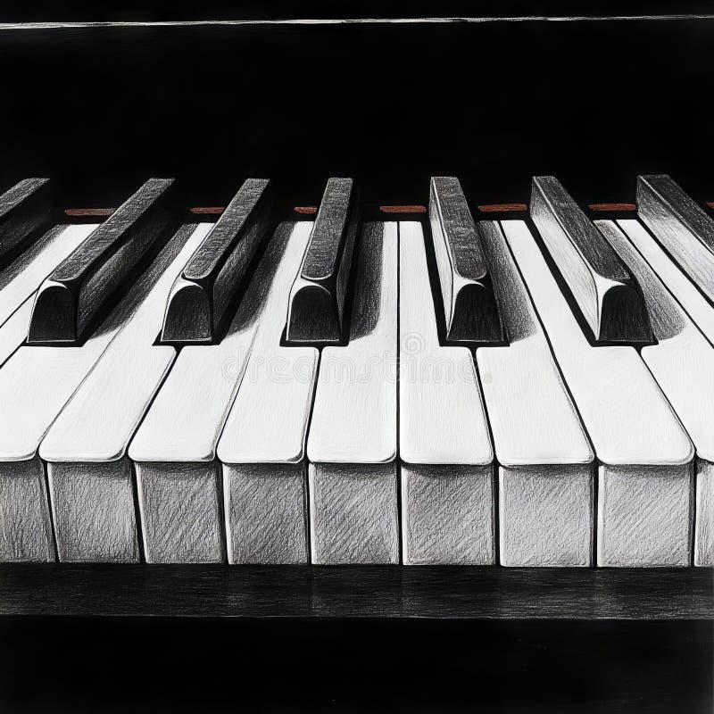 Piano Keys Pencil Drawing