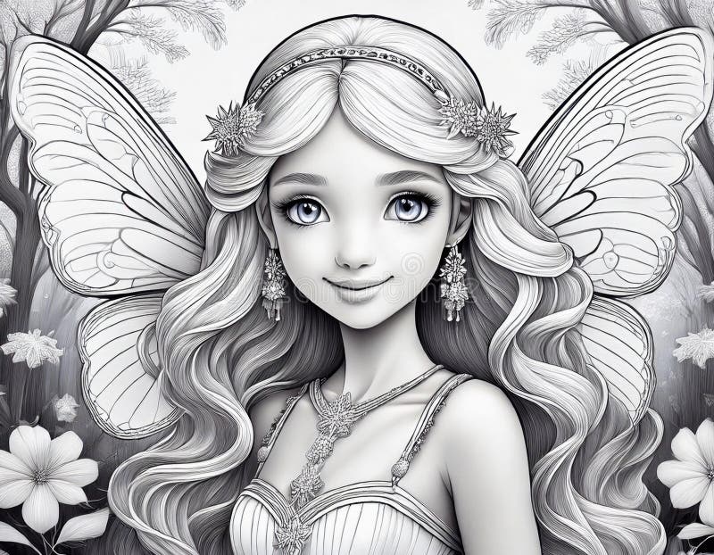 Black and White Drawing of a Princess Stock Illustration - Illustration ...