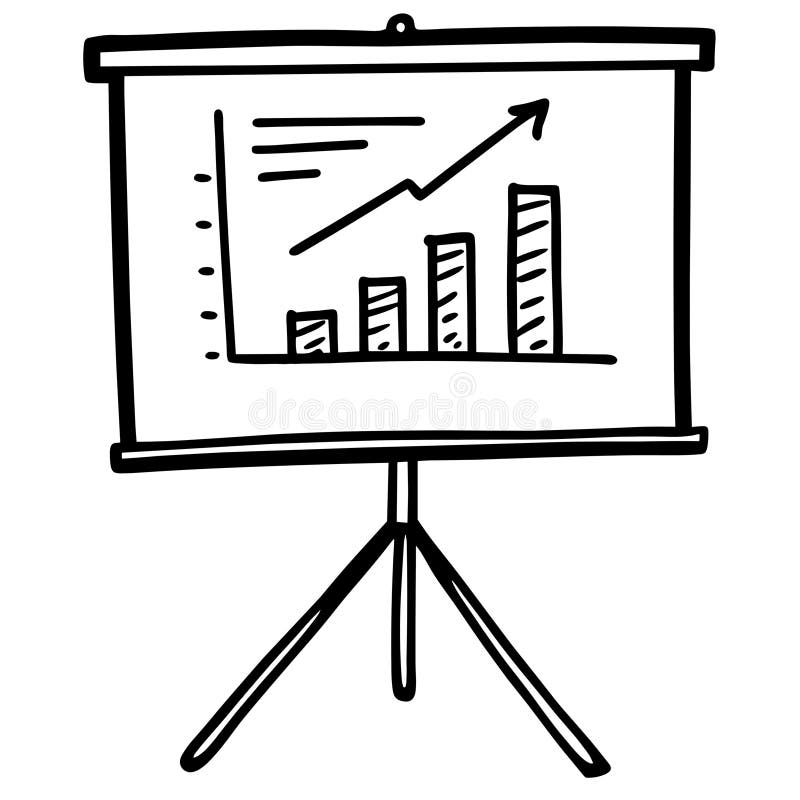 A Black and White Drawing of a Projector Screen with a Graph on it ...