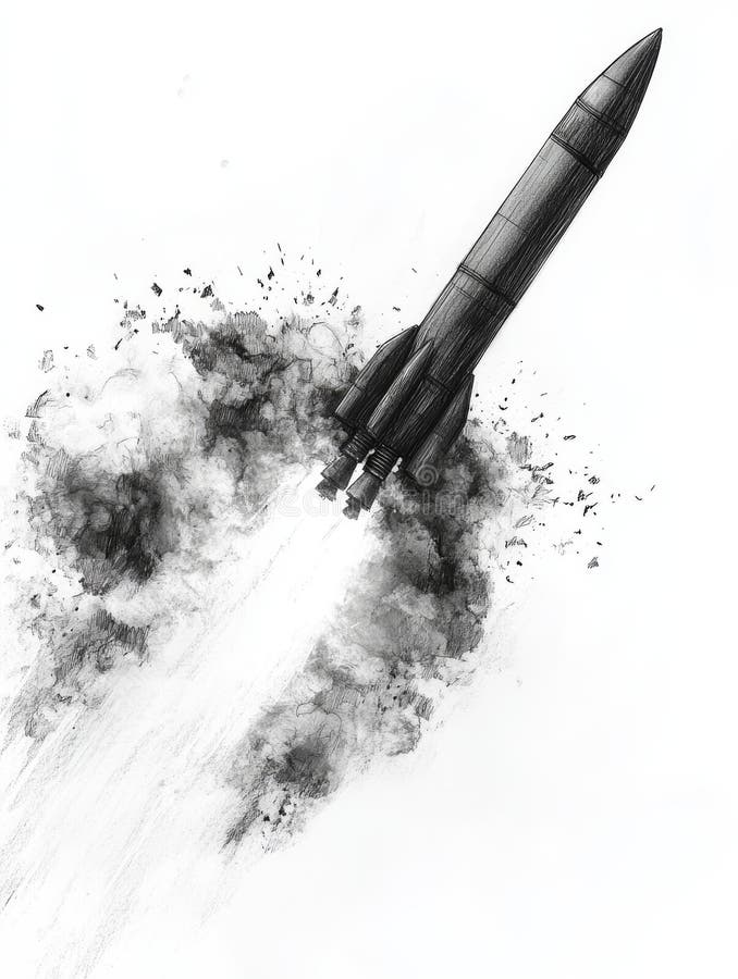 A Black and White Drawing of a Rocket in Flight, Simple yet Creative ...