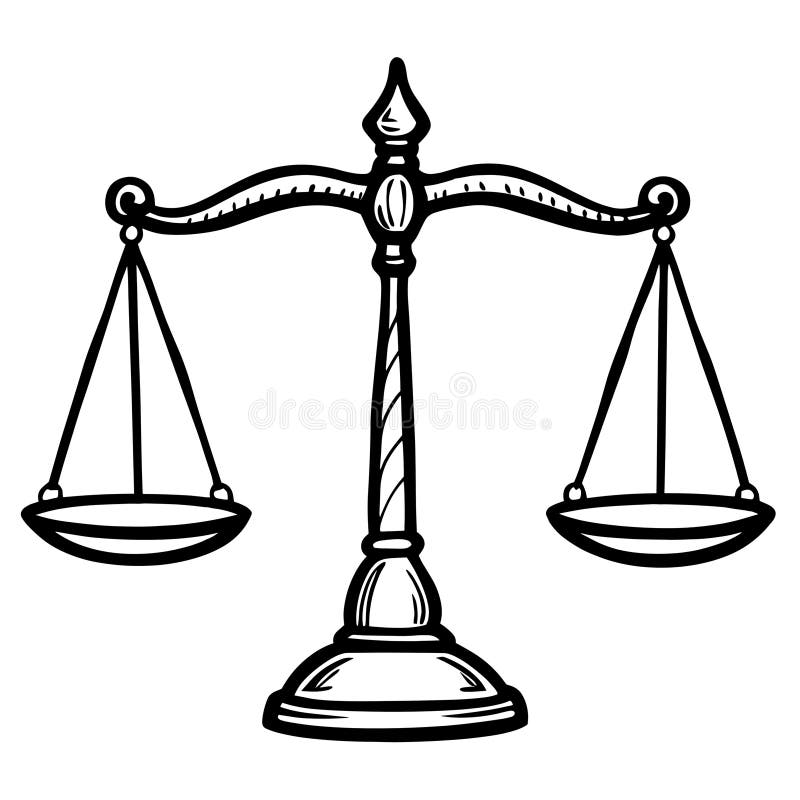 A Black and White Drawing of a Scale with Two Equal Weights on Each ...