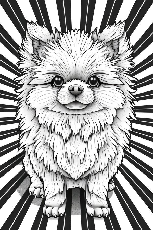 A Drawing of a Small Dog with Big Eyes, Coloring Book for Kids. Stock ...