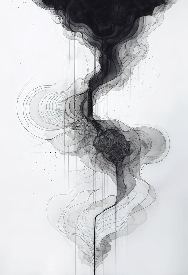 A Black and White Drawing of a Smokey Design Stock Illustration ...