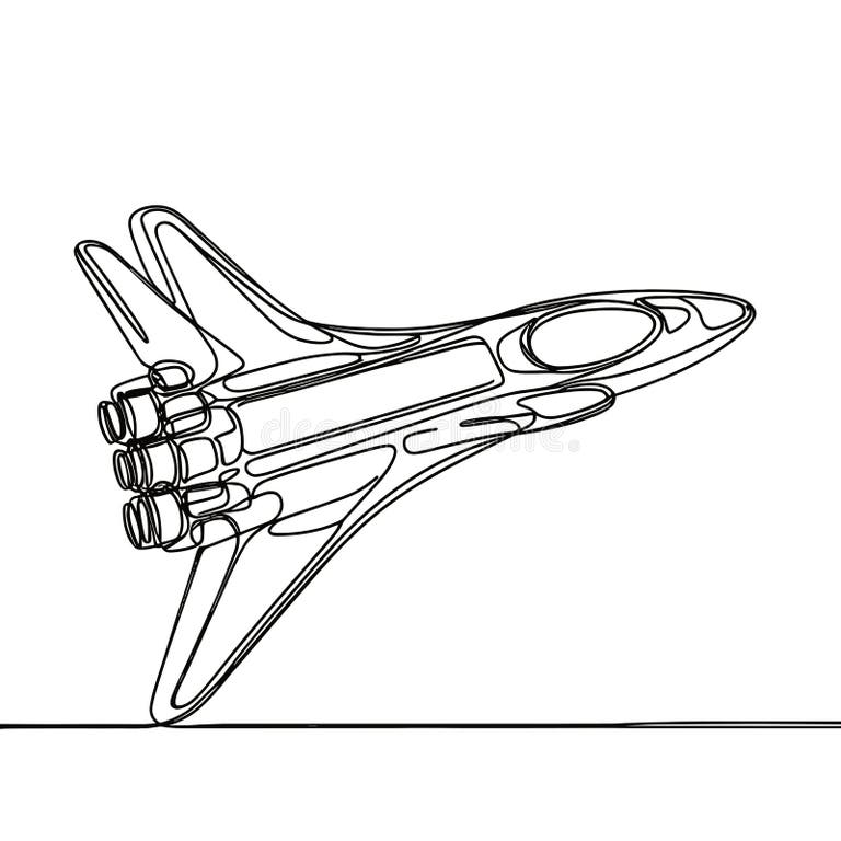 A Black and White Drawing of a Space Shuttle Stock Photo - Illustration ...