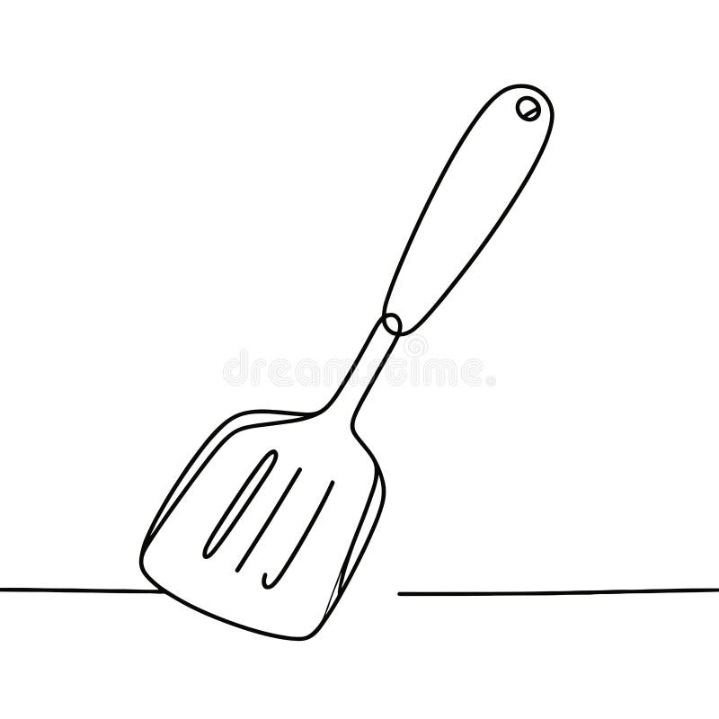 A Black and White Drawing of a Spatula Stock Illustration ...