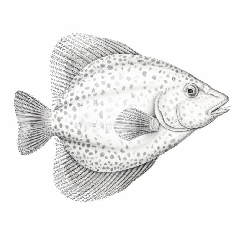 Linear Illustration of Speckled Fish: Black and White Drawing Stock ...