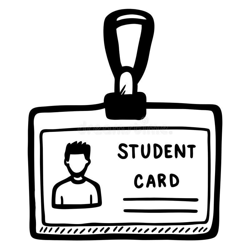 A Black and White Drawing of a Student Card Stock Illustration ...