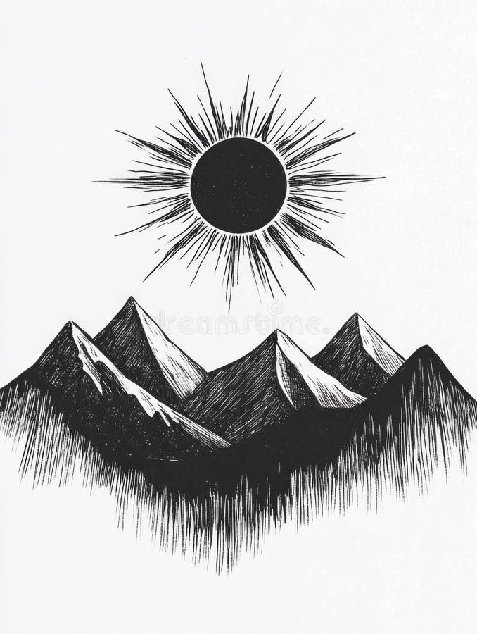 Sun Over Mountains stock illustration. Illustration of view - 388600095