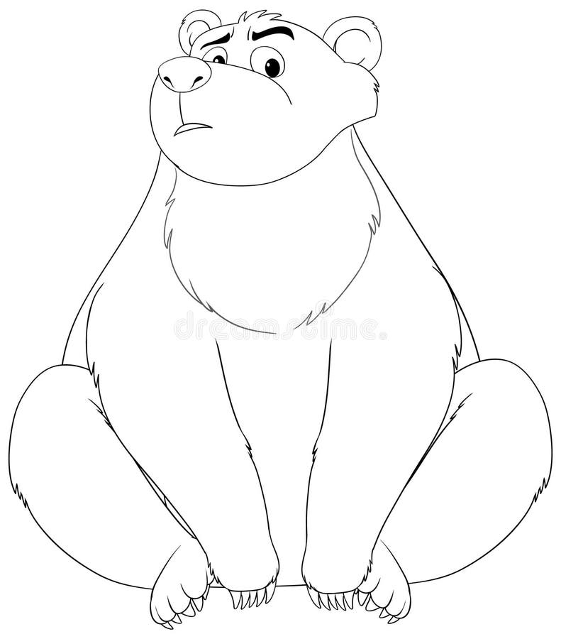 A Thoughtful Bear Sitting Outline Stock Vector - Illustration of nature ...