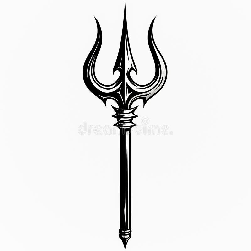 A Black and White Drawing of a Trident Trident on a Stick Stock ...