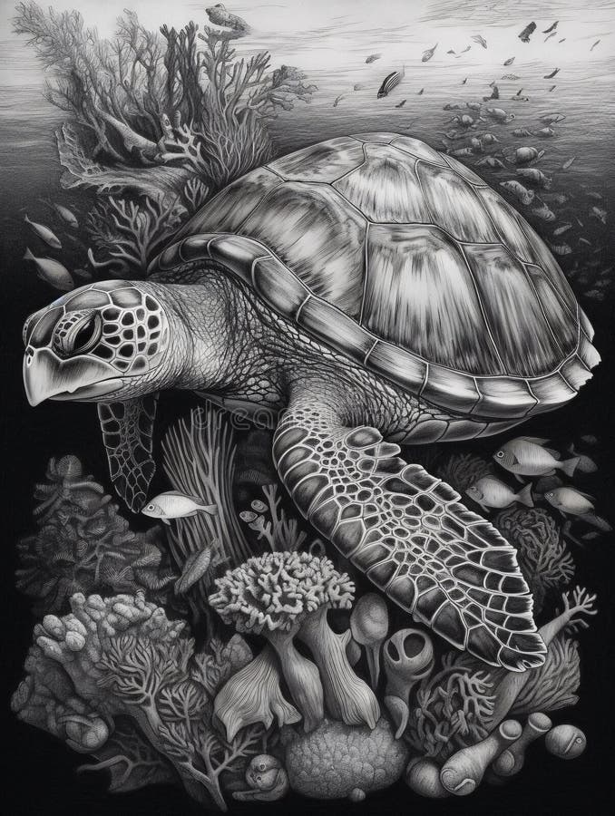 Turtle Drawing Black White Stock Illustrations – 3,626 Turtle Drawing ...