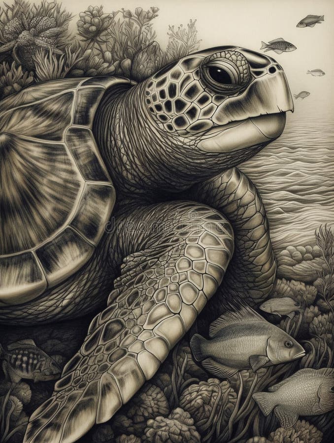 Turtle Drawing Black White Stock Illustrations – 3,626 Turtle Drawing ...