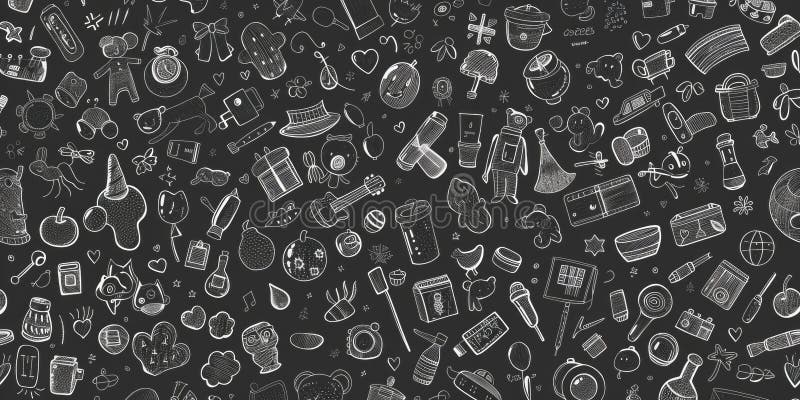 Black and White Drawing of Various Items, Versatile for Multiple Uses ...
