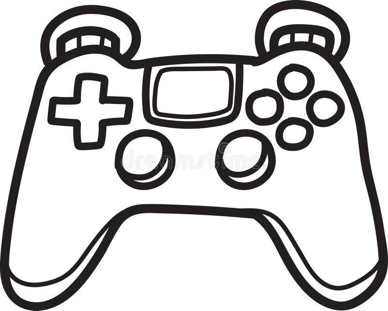 A Black and White Drawing of a Video Game Controller Stock Vector ...