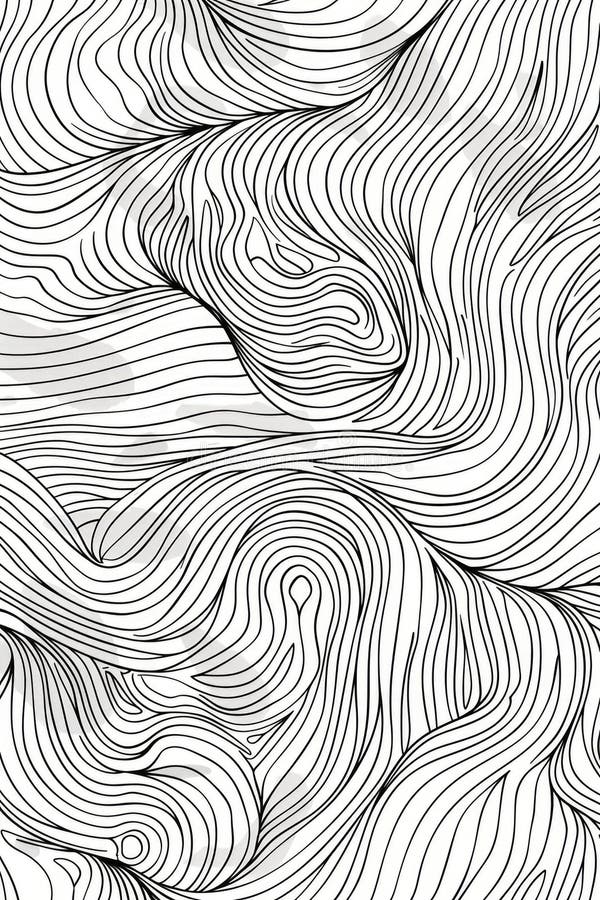 A Black and White Drawing of Wavy Lines. Suitable for Graphic Design ...