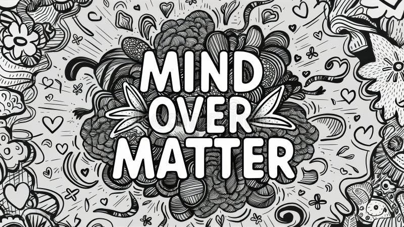 A Black and White Drawing with the Words Mind Over Matter, AI Stock ...