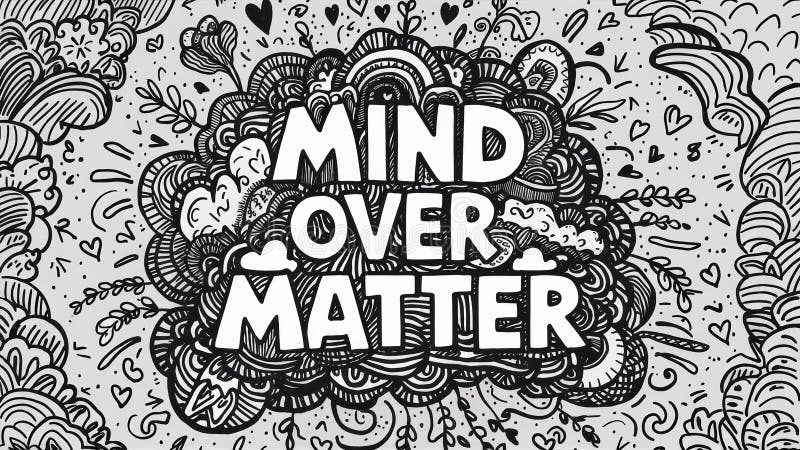A Black and White Drawing with the Words Mind Over Matter, AI Stock ...