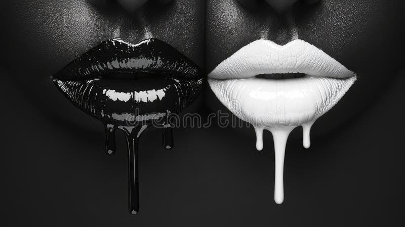 Black and White Dripping Lips Close-up Concept Stock Image - Image of ...