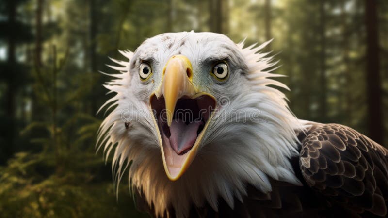 Aggressive Digital Illustration of a Bald Eagle with Great Eyes Stock ...